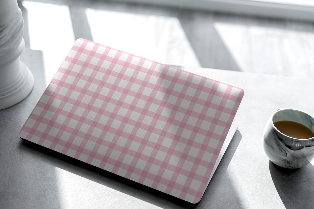 Pink Gingham Laptop Skin, Laptop Cover, Laptop Skins, Removable Laptop ...