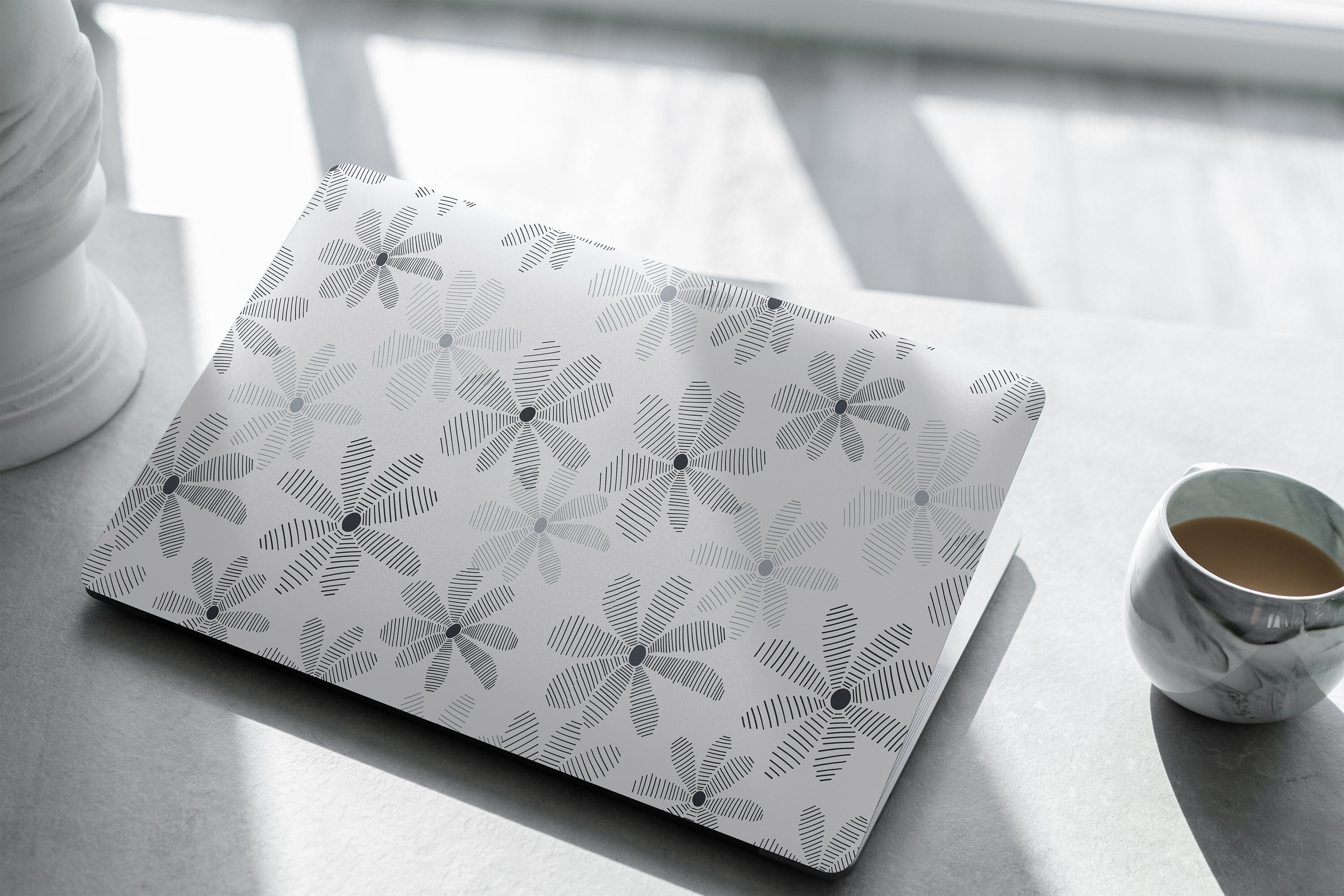 Black White Laptop Skin, Laptop Cover, Laptop Skins, Removable Laptop ...