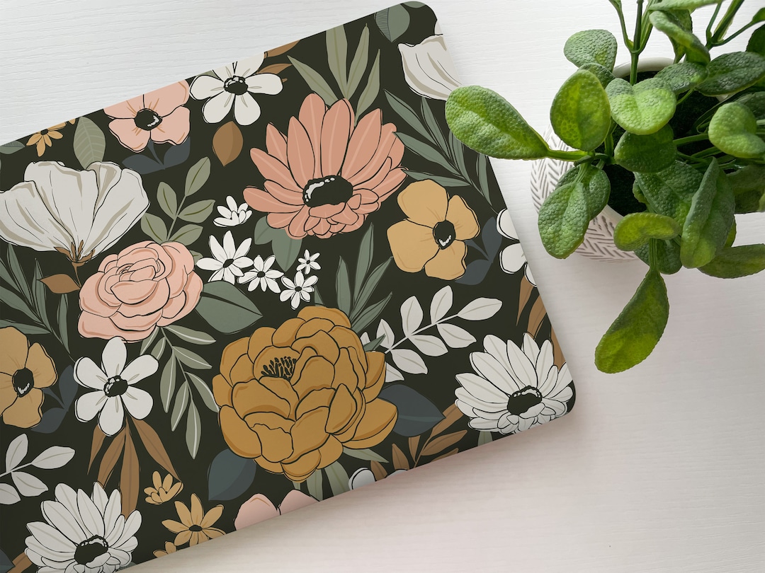 Boho Dark Floral Laptop Skin, Laptop Cover, Laptop Skins, Removable ...