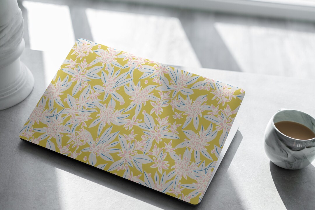 Yellow Floral Laptop Skin, Laptop Cover, Laptop Skins, Removable Laptop ...
