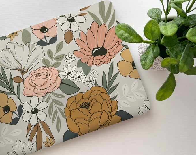 Light Pink Floral Laptop Skin, Laptop Cover, Laptop Skins, Removable ...