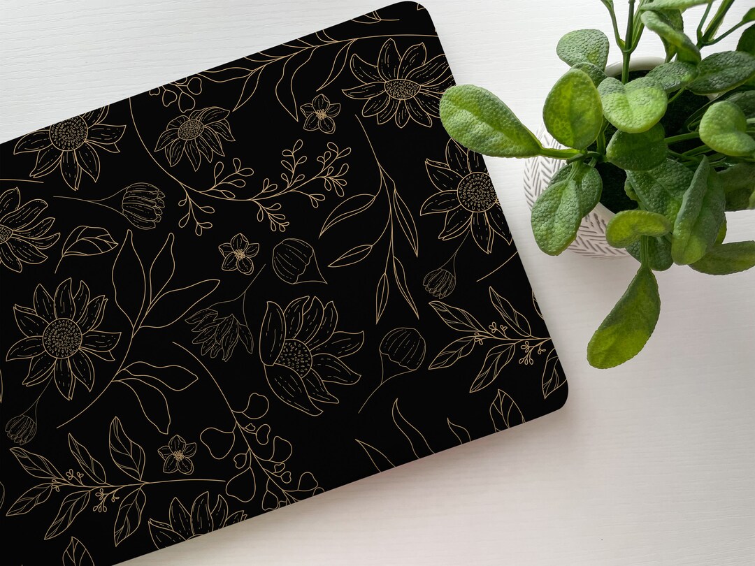 Gold Black Floral Laptop Skin, Laptop Cover, Laptop Skins, Removable ...