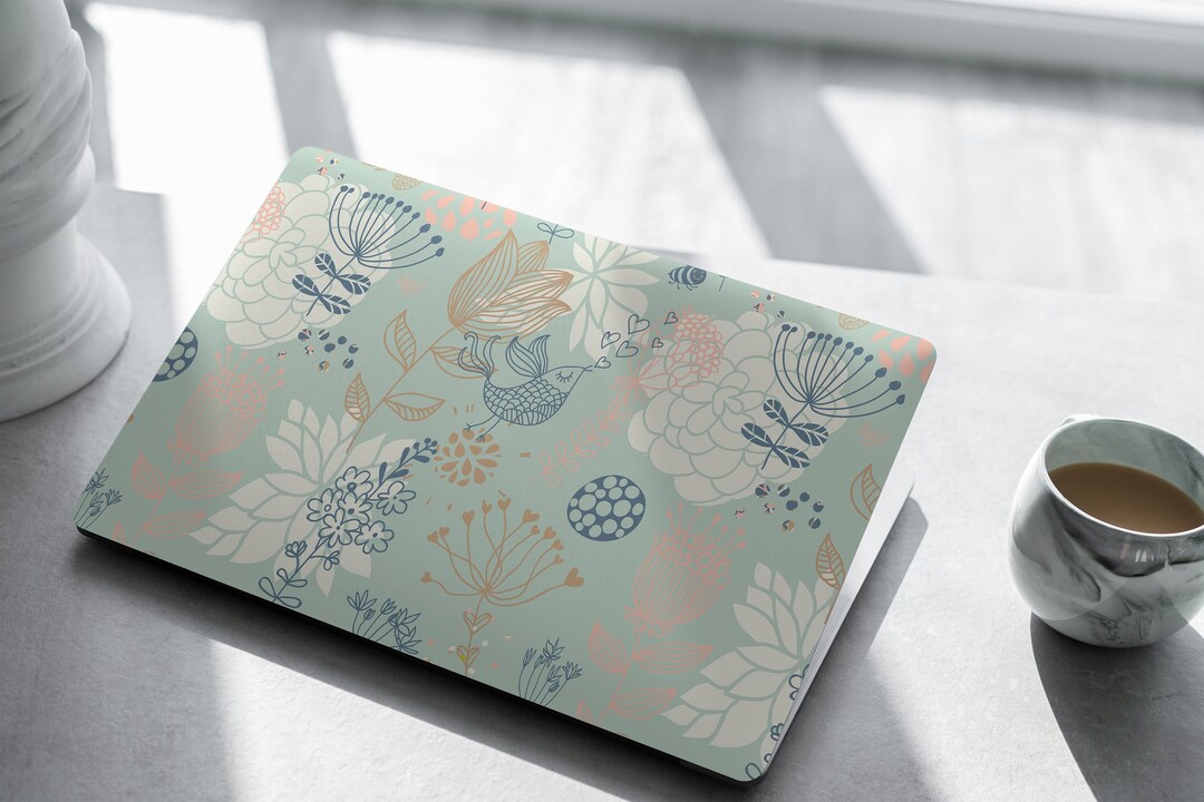 Pastel Floral Laptop Skin, Laptop Cover, Laptop Skins, Removable Laptop ...