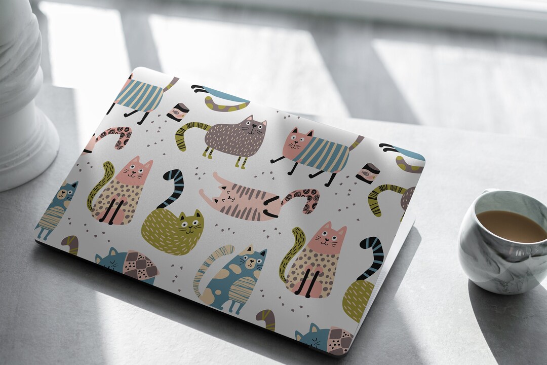 Happy Cats Laptop Skin, Laptop Cover, Laptop Skins, Removable Laptop Skins, Laptop Decal ...