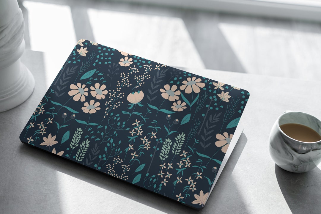 Navy Floral Laptop Skin, Laptop Cover, Laptop Skins, Removable Laptop ...