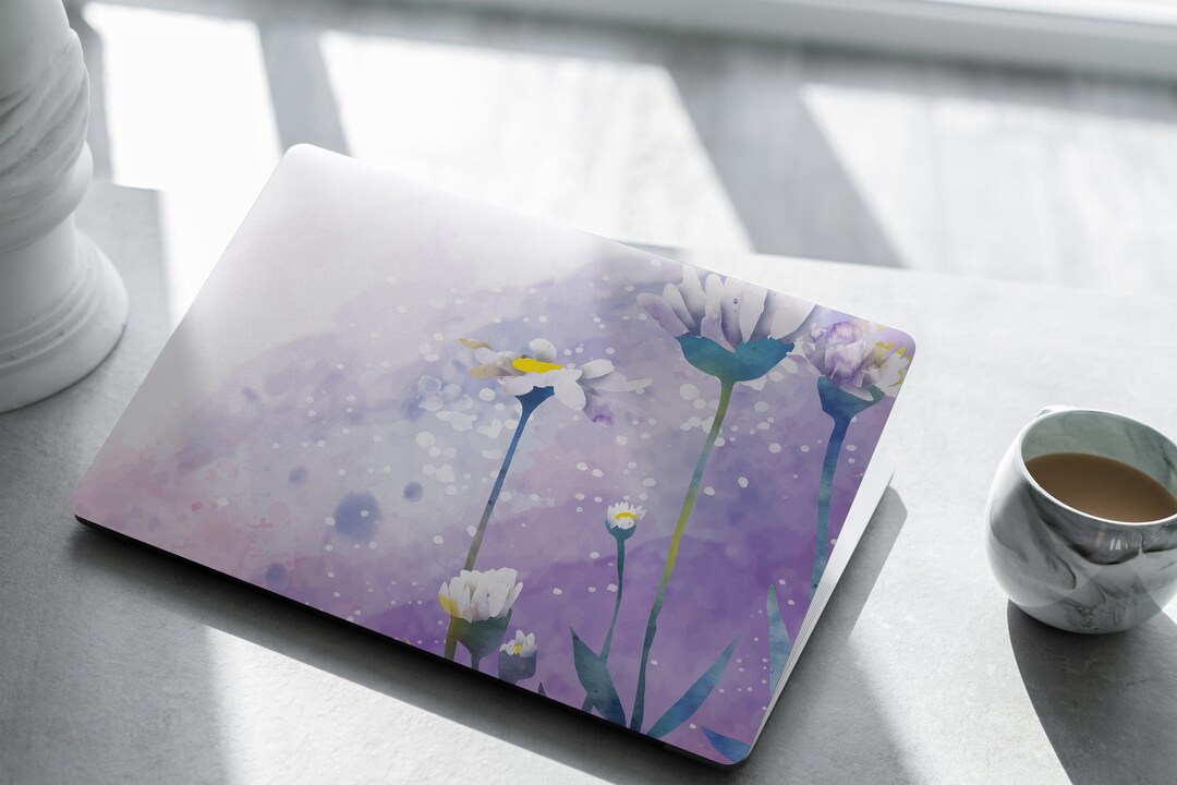 Purple Floral Laptop Skin, Laptop Cover, Laptop Skins, Removable Laptop ...