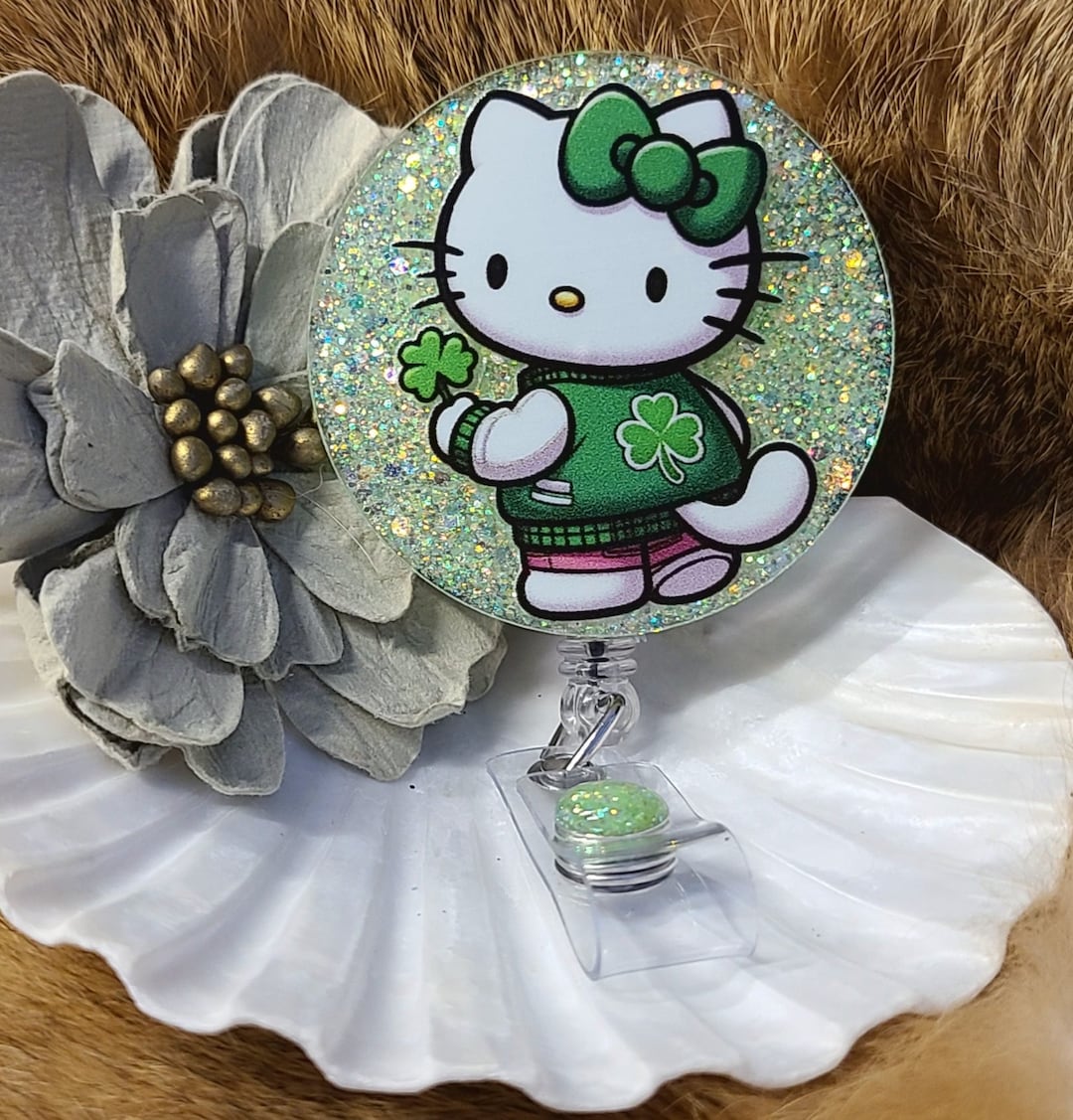 Hello Kitty Shamrock Badge Reel, Medical Badge Reel, Nurse Badge Reel ...