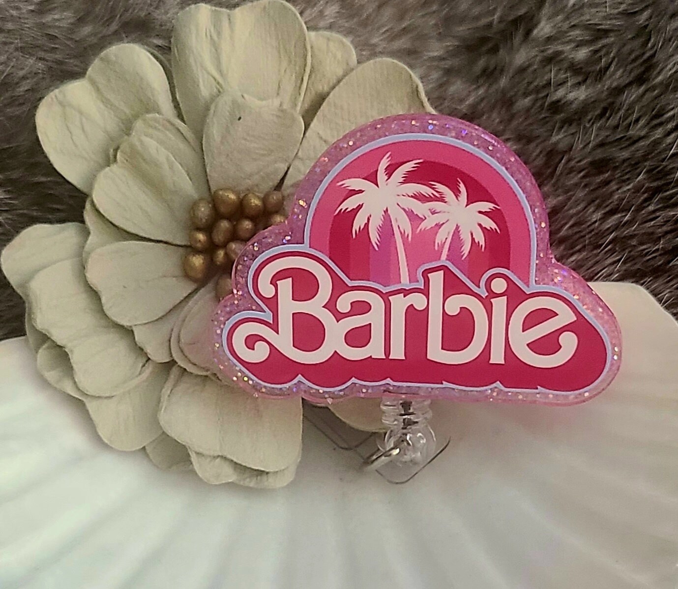 Barb Pink Palm Tree Nurse Medical Badge Reel - Etsy