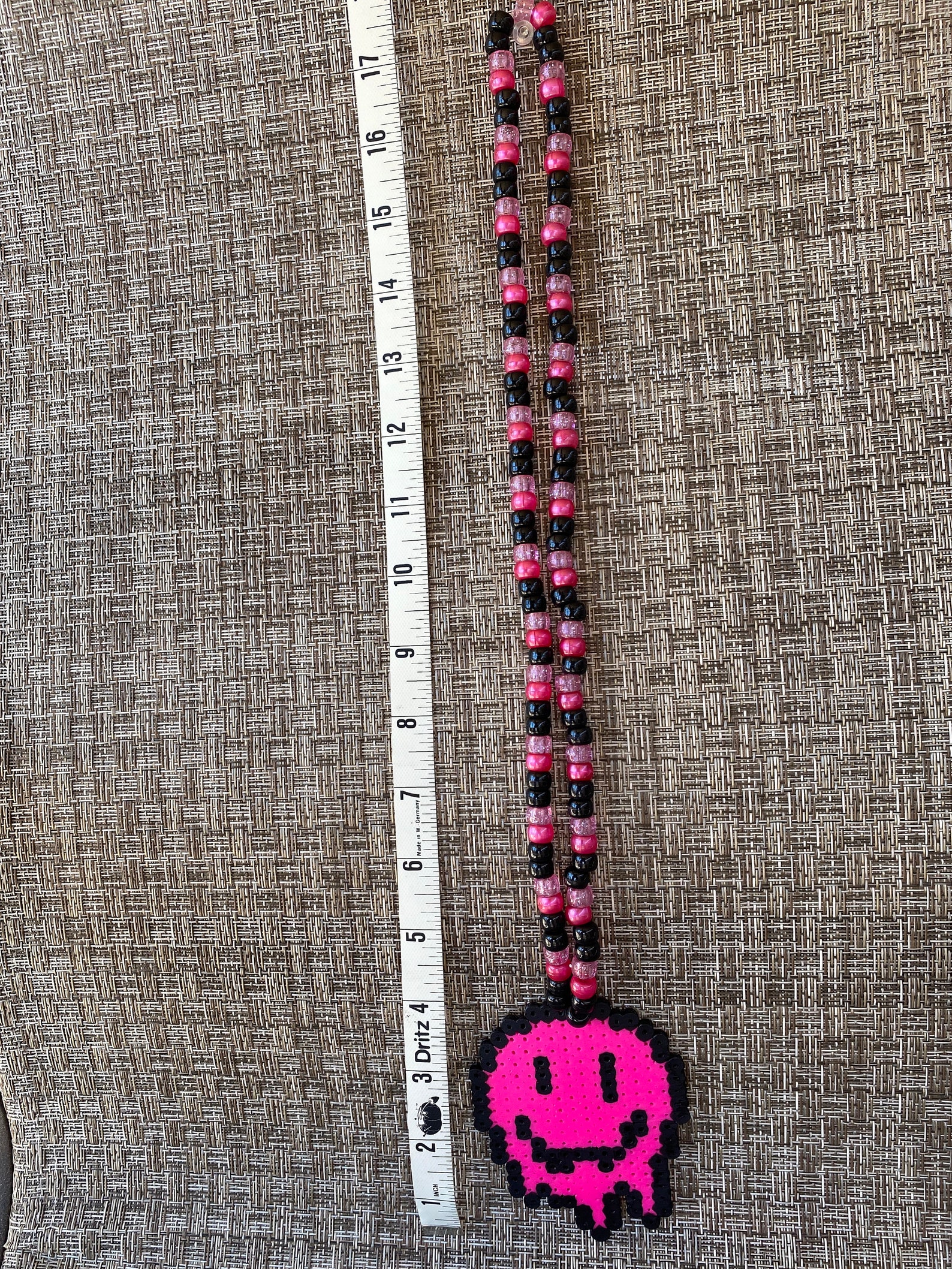 Melted Trippy Smiley Face Perler Kandi Necklace - Etsy