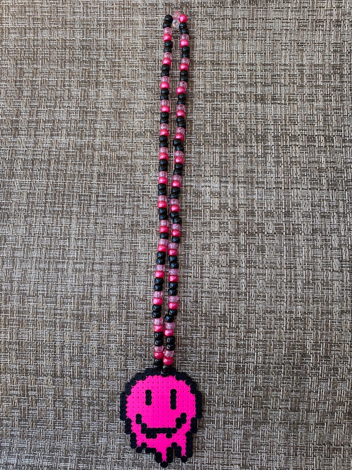 Melted Trippy Smiley Face Perler Kandi Necklace - Etsy