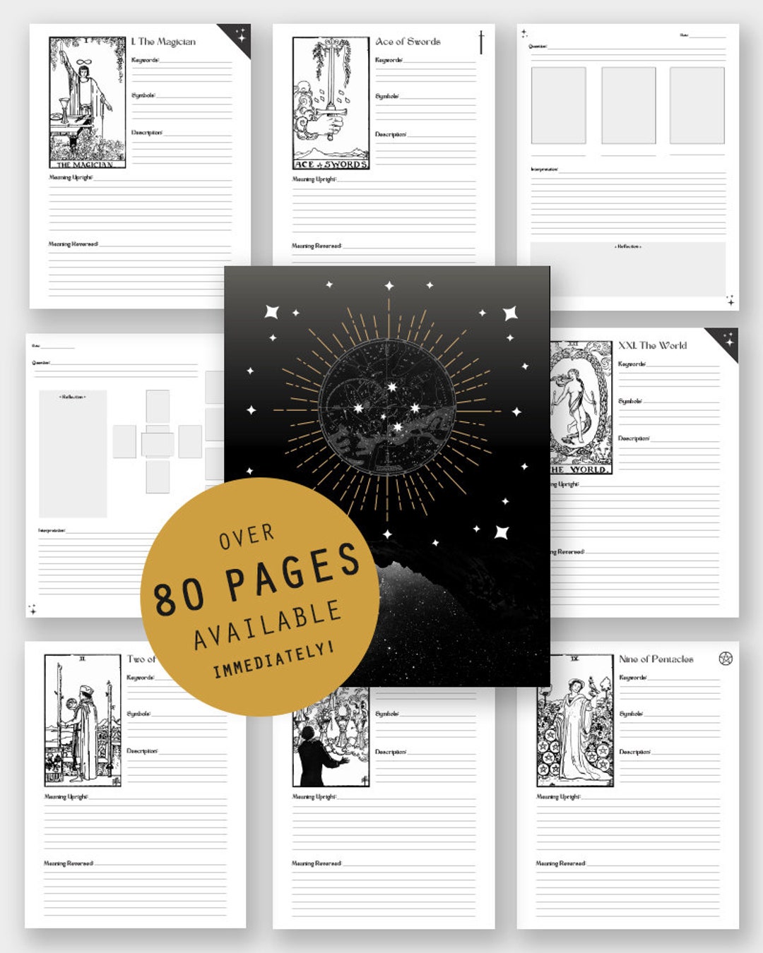 Tarot Workbook/coloring Book | 80+ Pages! Practice Workbooks, Spread ...