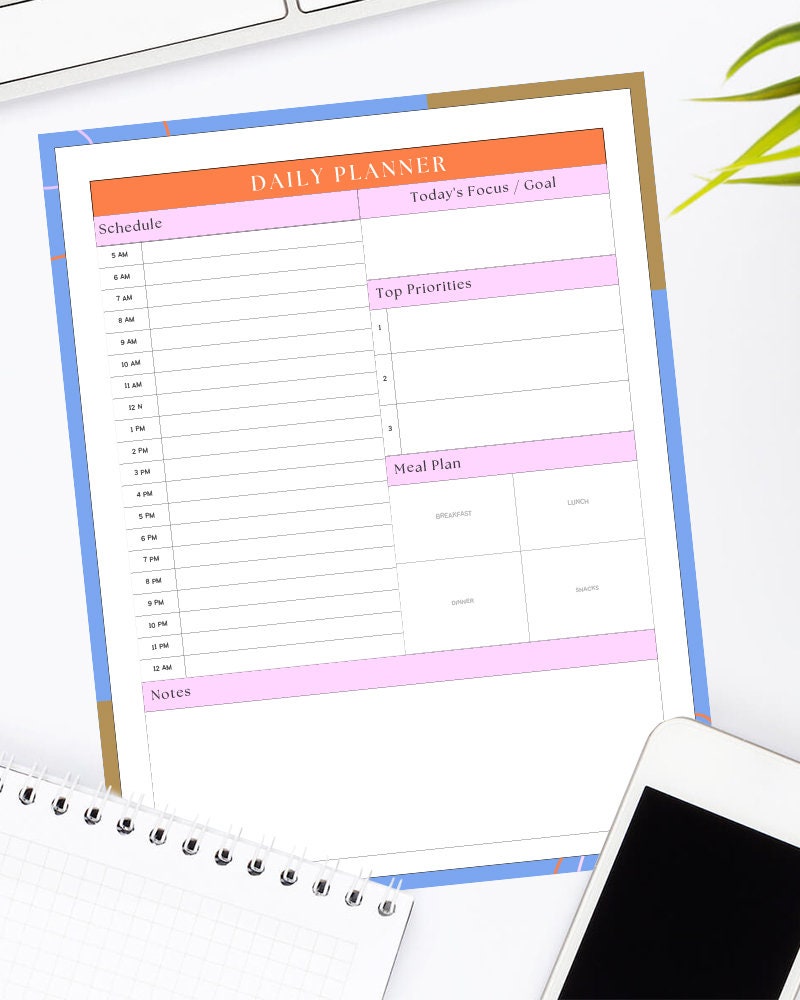 Printable Daily Planner PDF, PDF Digital Dowload - Etsy