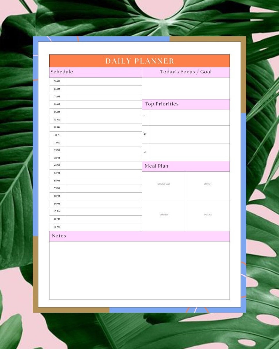 Printable Daily Planner PDF, PDF Digital Dowload - Etsy