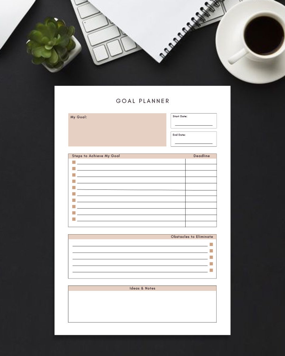 Printable Goal Planner PDF, PDF Digital Dowload, A4 US Letter Size - Etsy