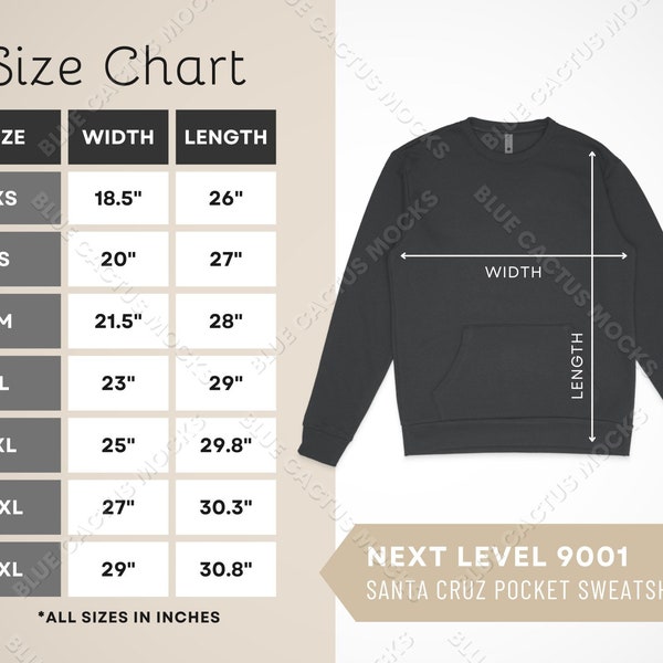 Pocket Sizing Chart - Etsy