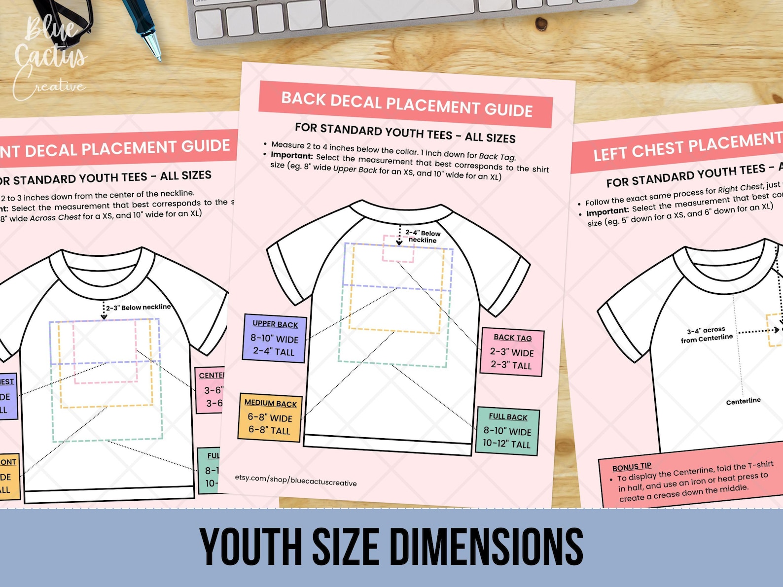 T-shirt Vinyl Placement Guide | HTV Decal Tshirt Size Chart | Cricut ...