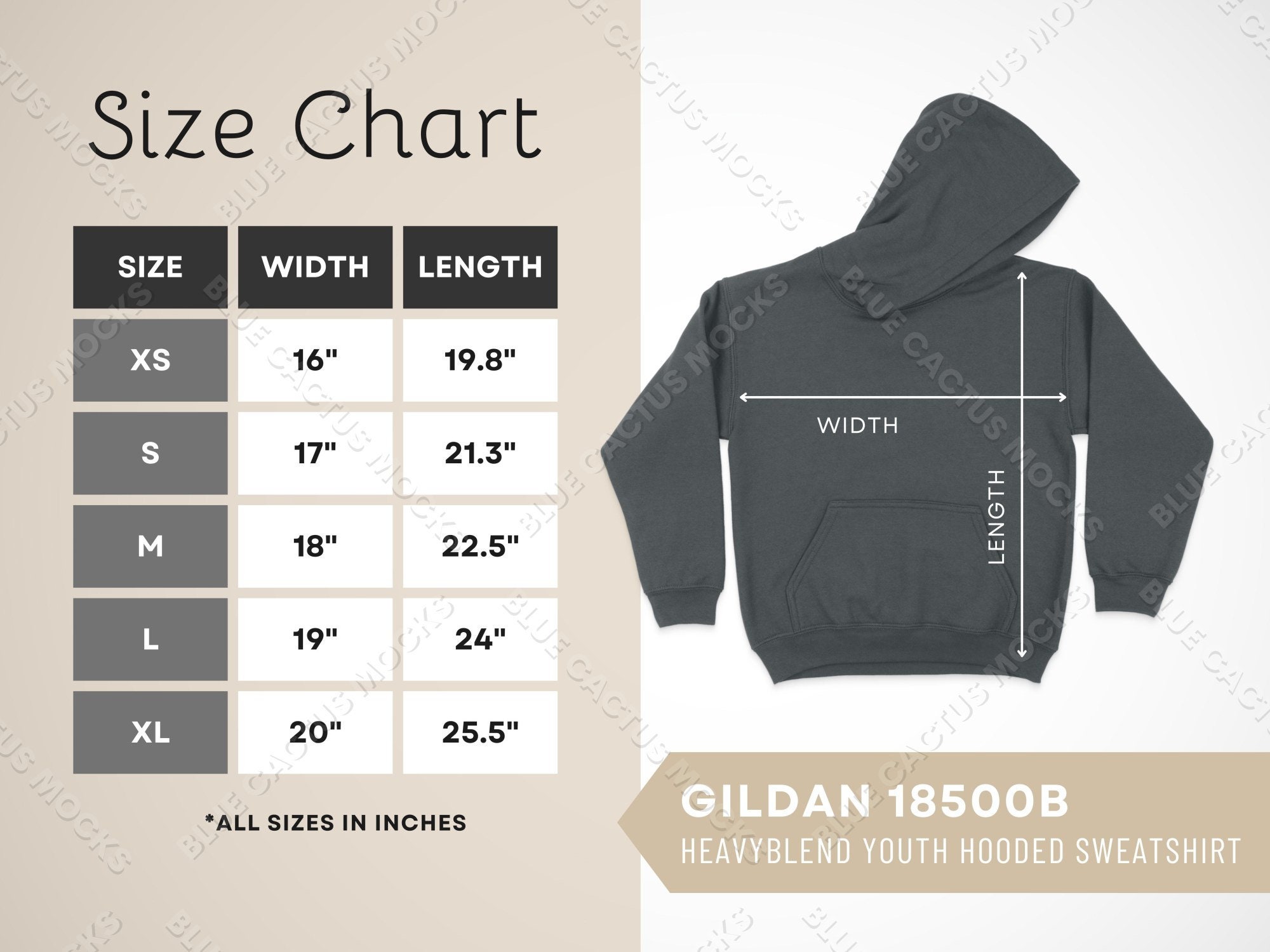 Gildan 18500b Size Chart Sizing Guide For Heavyblend Youth Etsy Israel