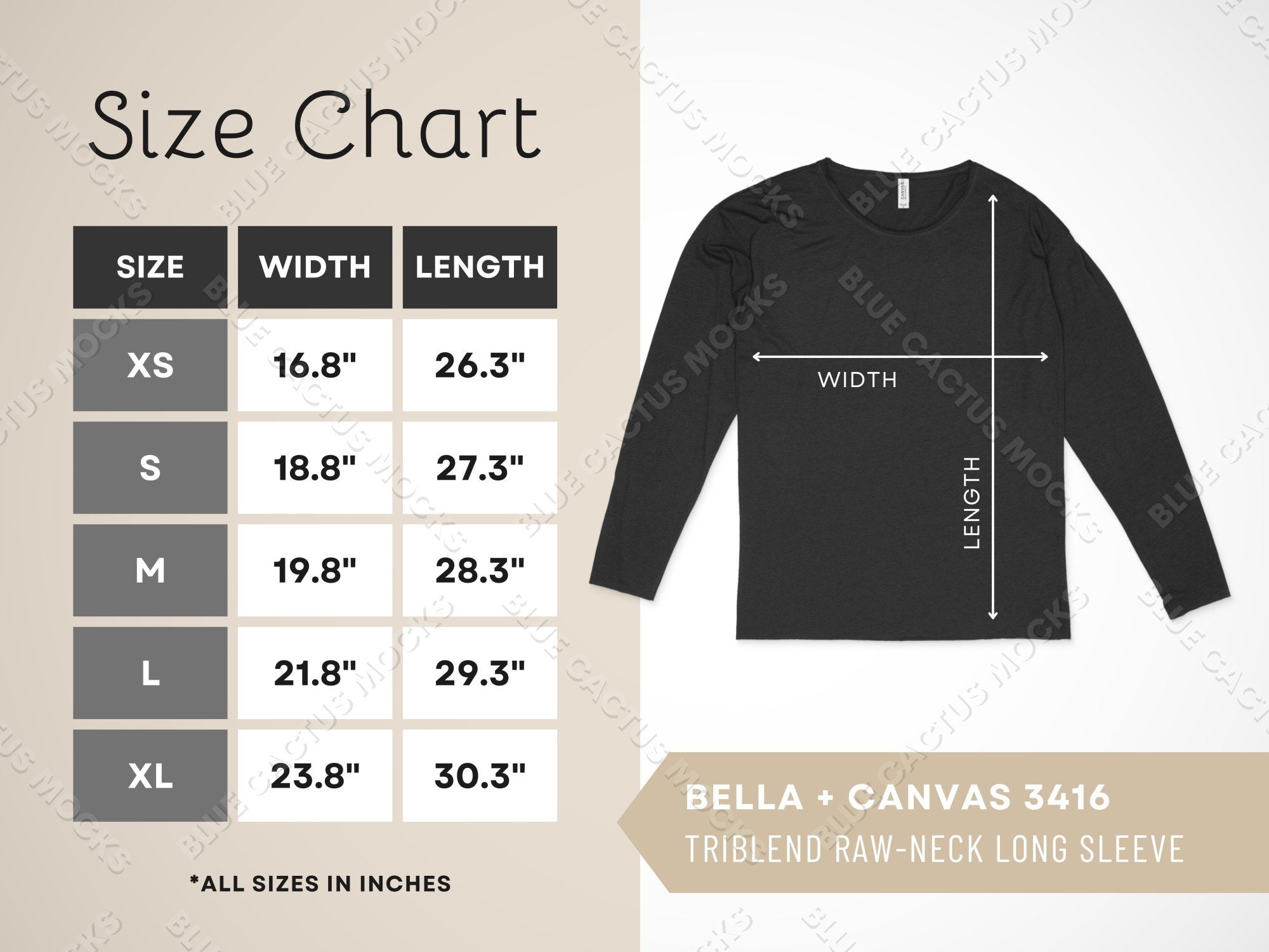 3416 sizing chart - Etsy Nederland