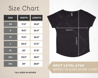Bella Canvas 8800 Size Chart Sizing Guide for Womens Flowy - Etsy