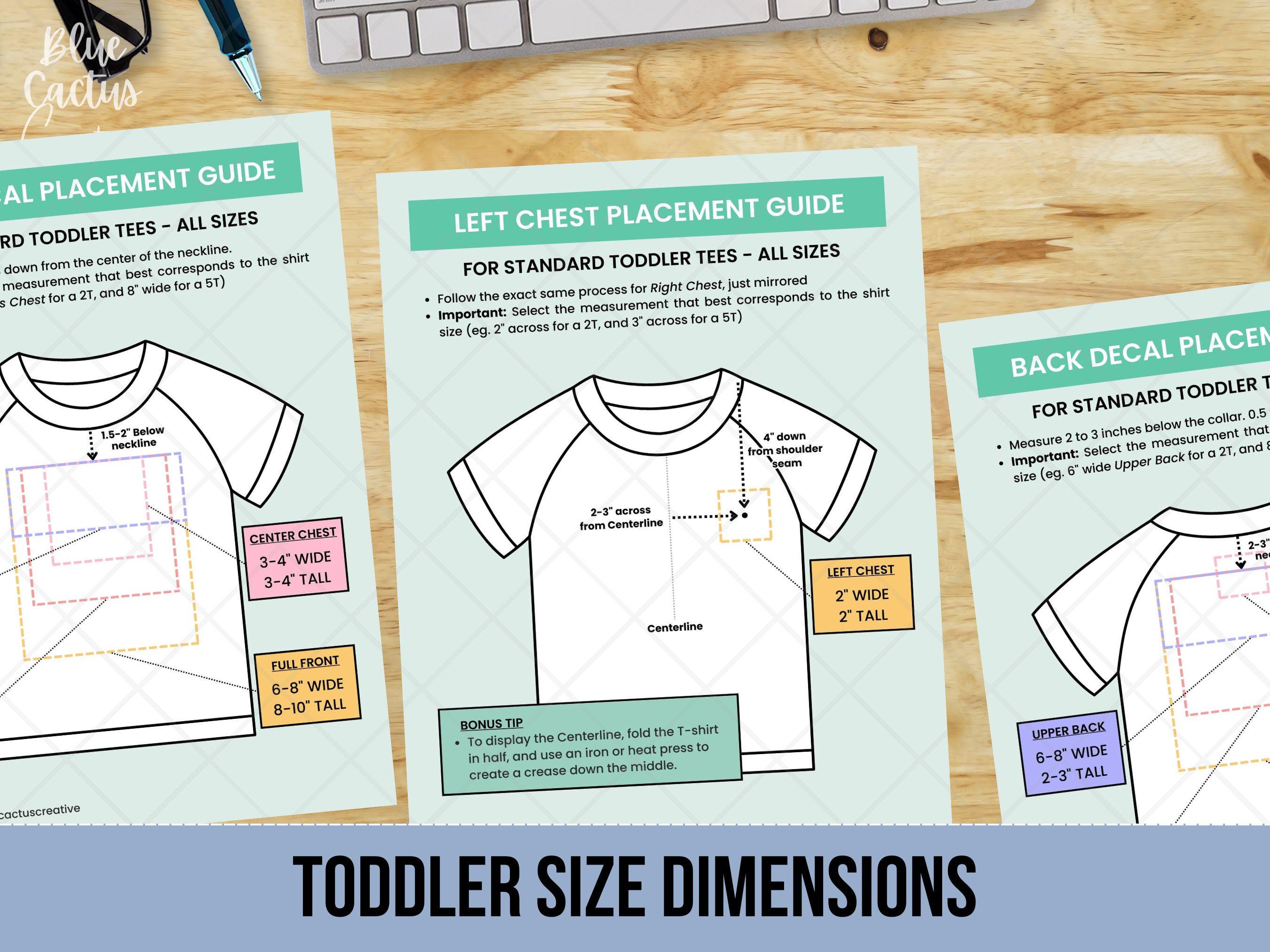 T-shirt Vinyl Placement Guide | HTV Decal Tshirt Size Chart | Cricut ...