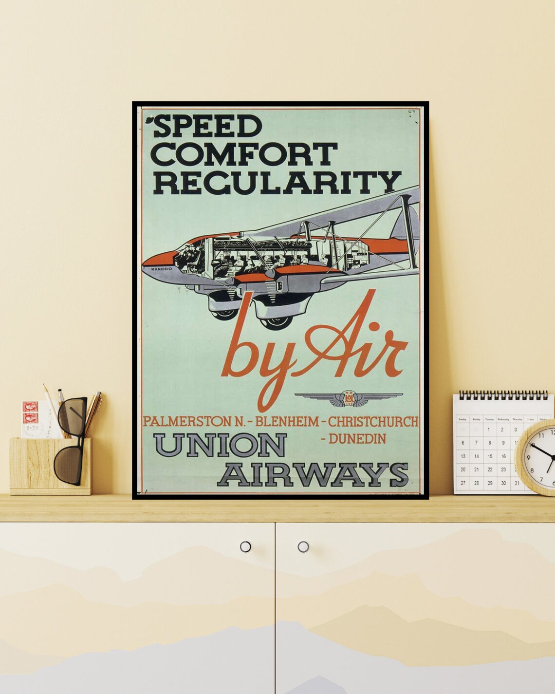 Vintage Ad Poster, Union Airways Aviation Poster, New Zealand 1930s ...