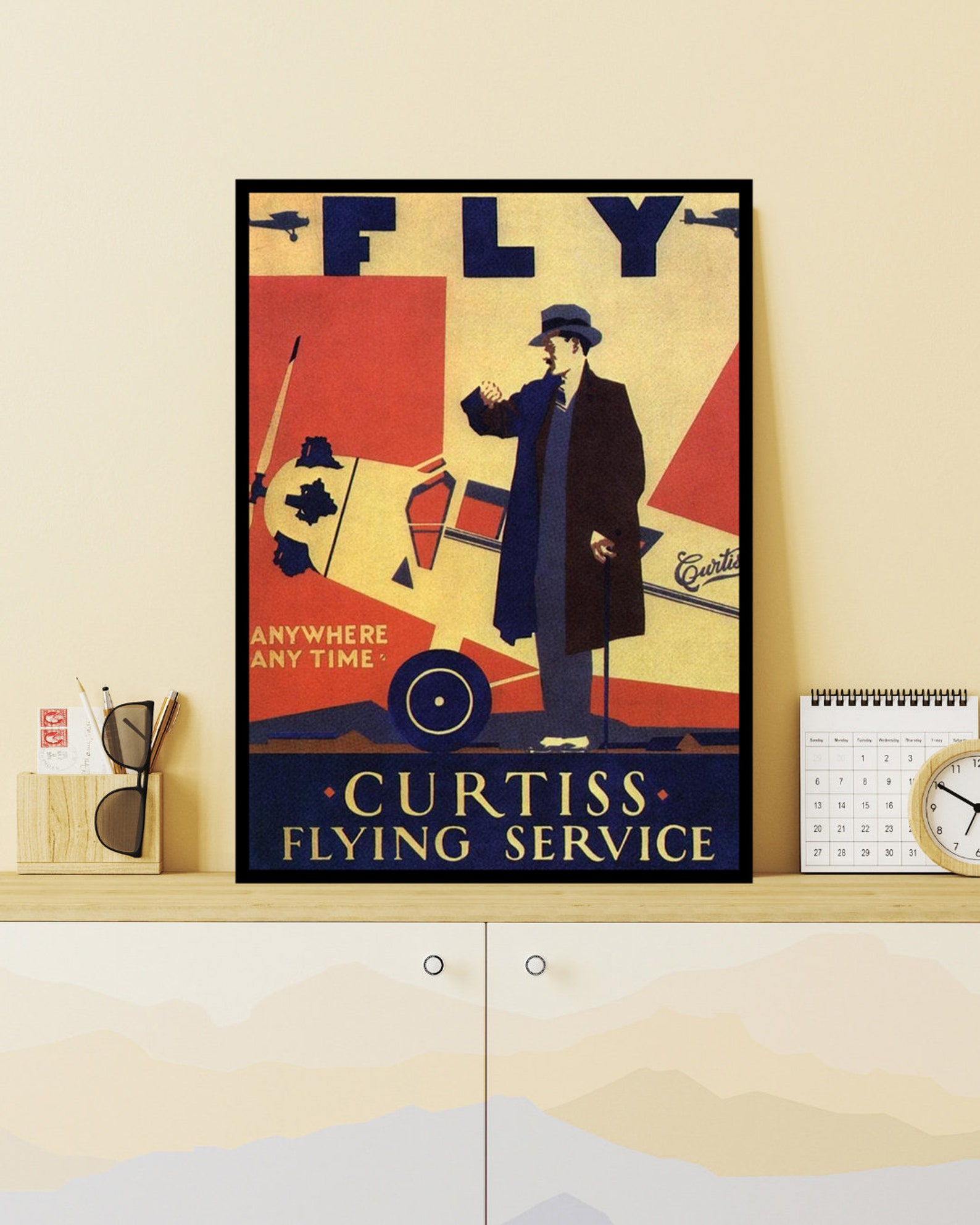 Vintage Travel Airplane Fly Art Decor. Airlines French Ad Art Wall ...