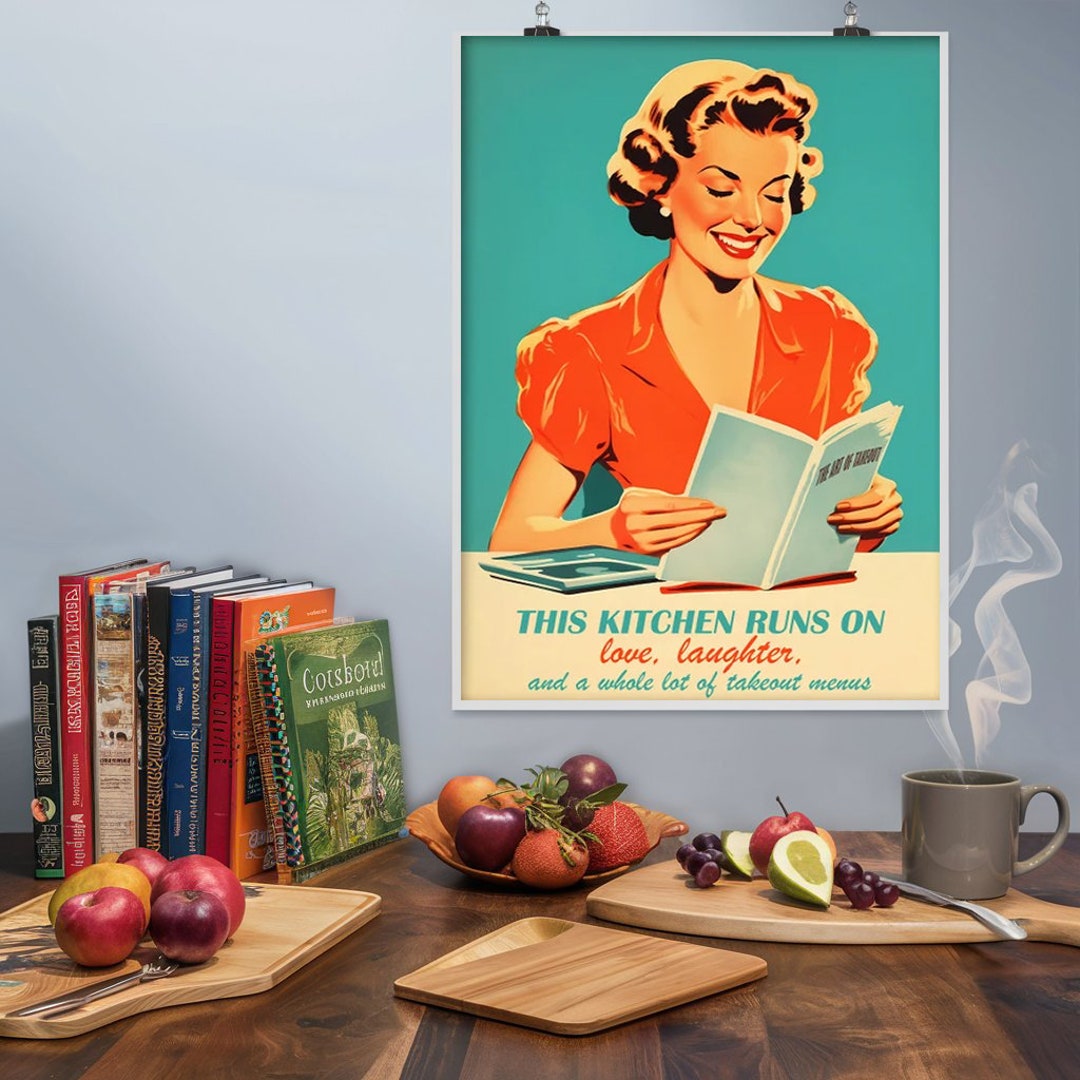 Vintage-inspired Kitchen Art: Funny 1950s Style Posters Featuring ...