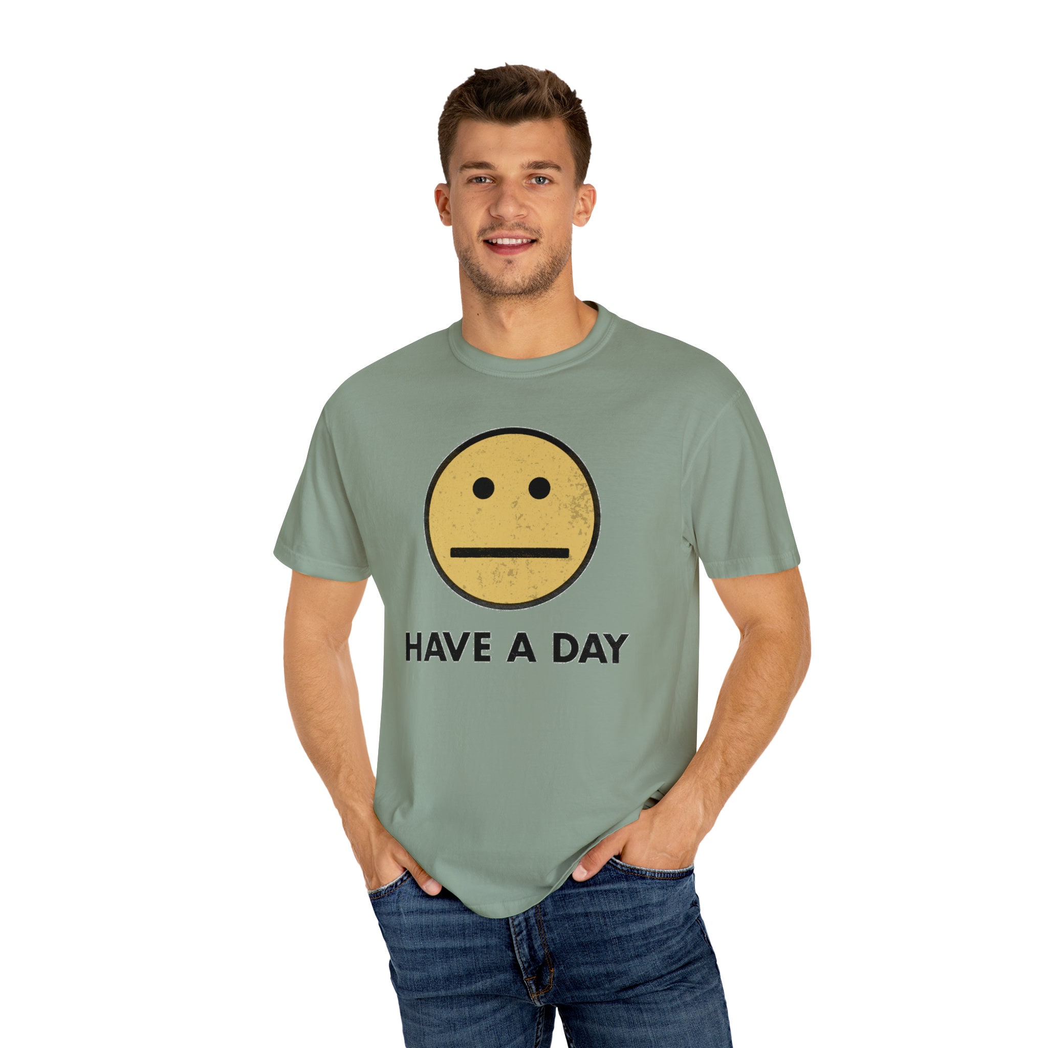 Have a Day - Deadpan Face Emoji - Unisex Garment-dyed T-shirt - Etsy