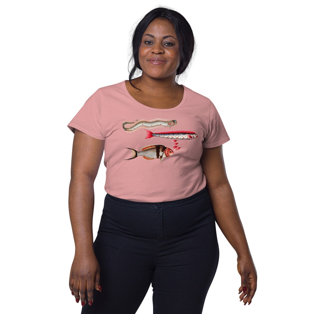 Vintage Fish Illustrations Bite Me Women’s Round Neck Tee - Etsy