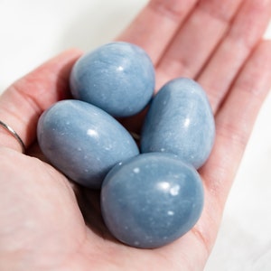 Angelite Tumbled Stone | Natural Angelite Crystals - Etsy
