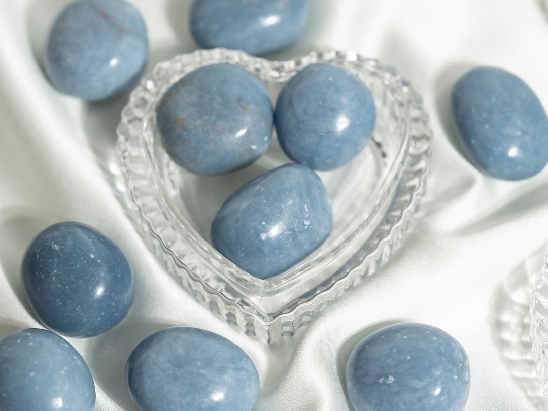 Angelite Tumbled Stone | Natural Angelite Crystals - Etsy