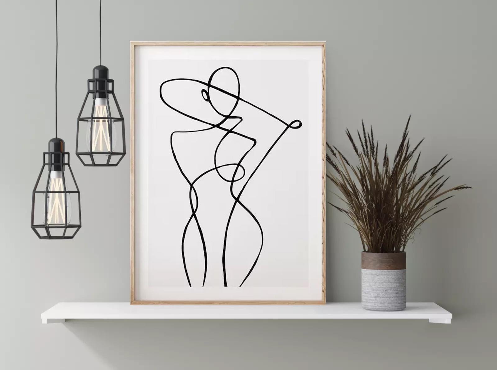 Woman Line Drawing Female Body Wall Art Poster Choose Your Size - Etsy