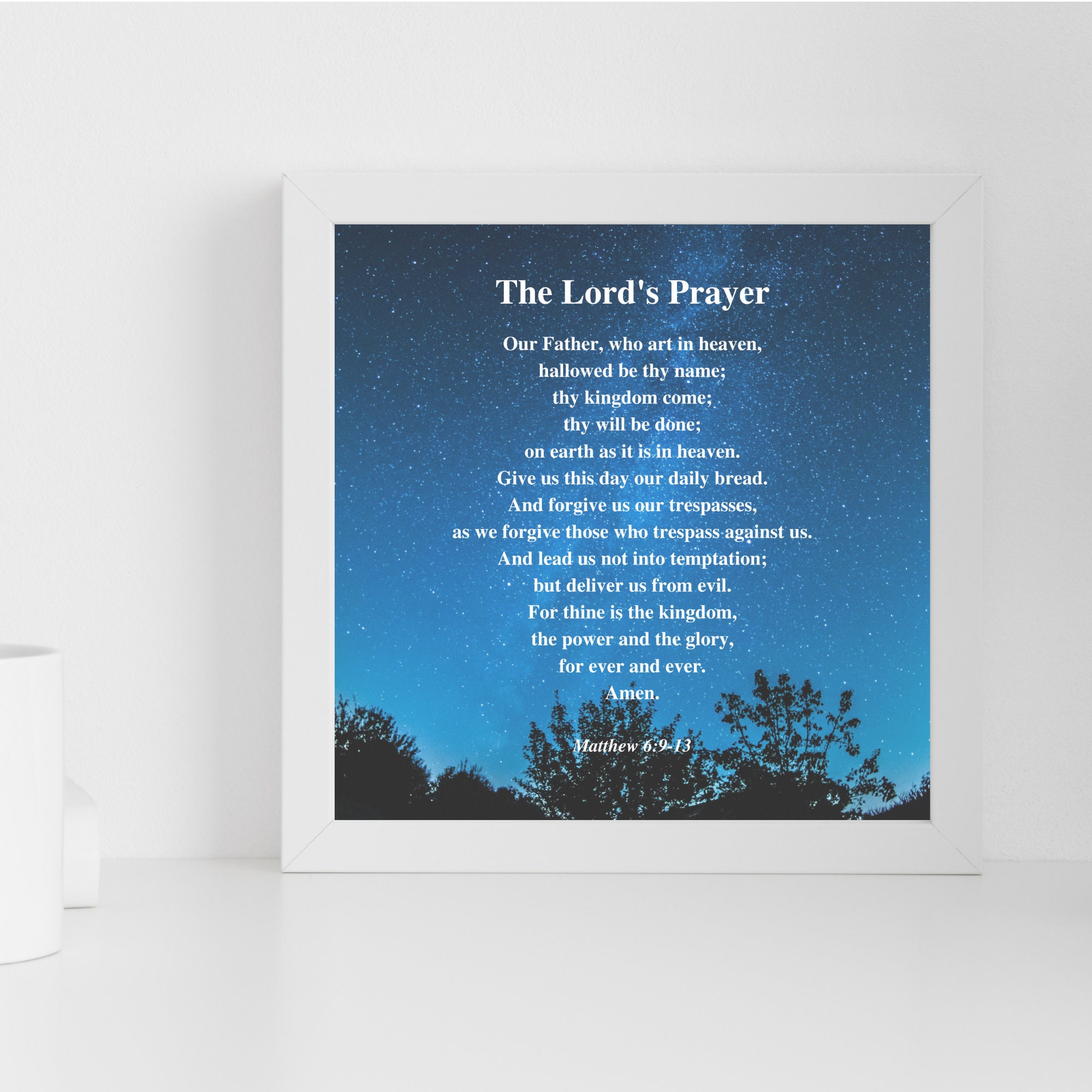 Printable Christian Wall Art, the Lord's Prayer, Blue Night Sky - Etsy