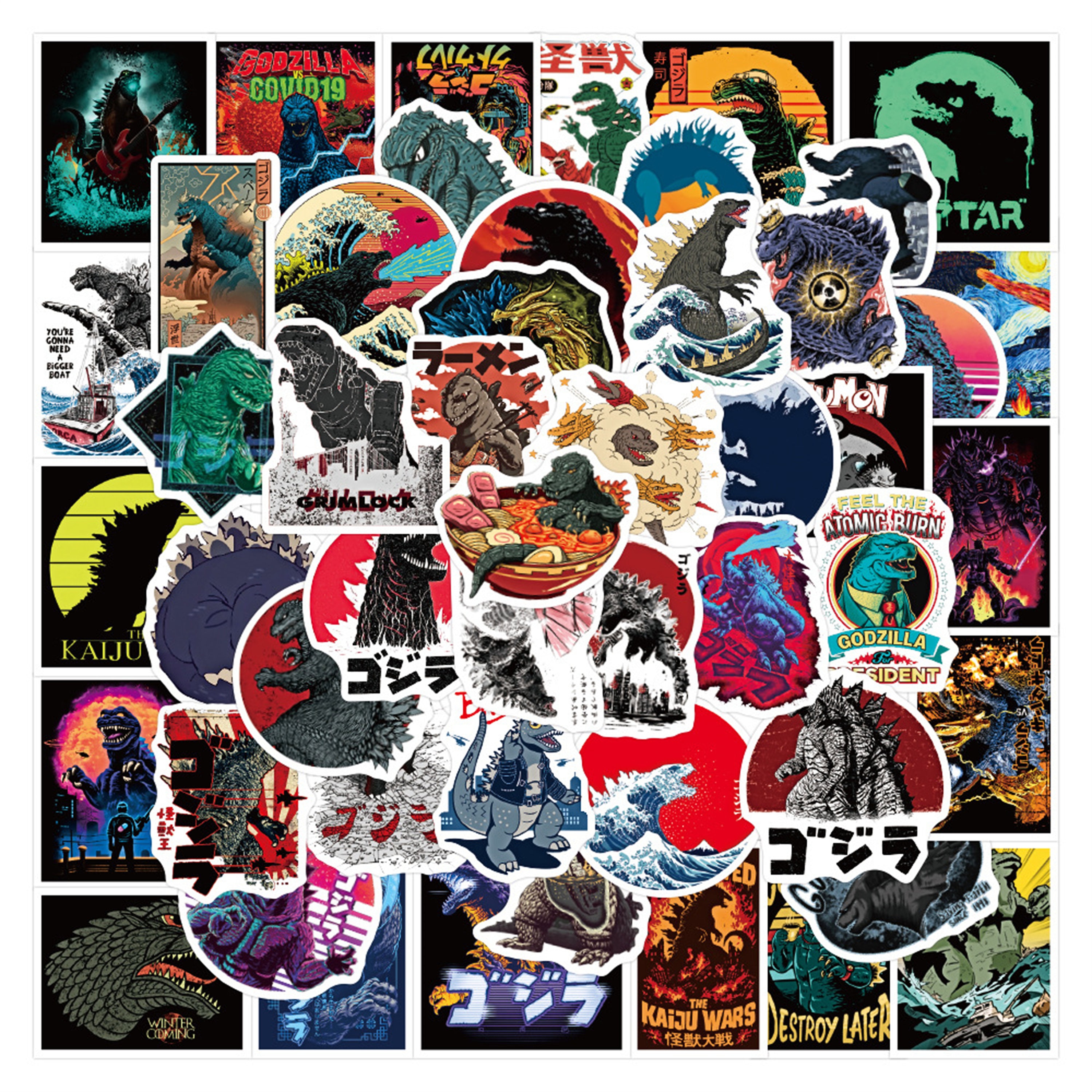 100pcs Godzilla Stickers Skateboard Guitar Laptop Luggage - Etsy