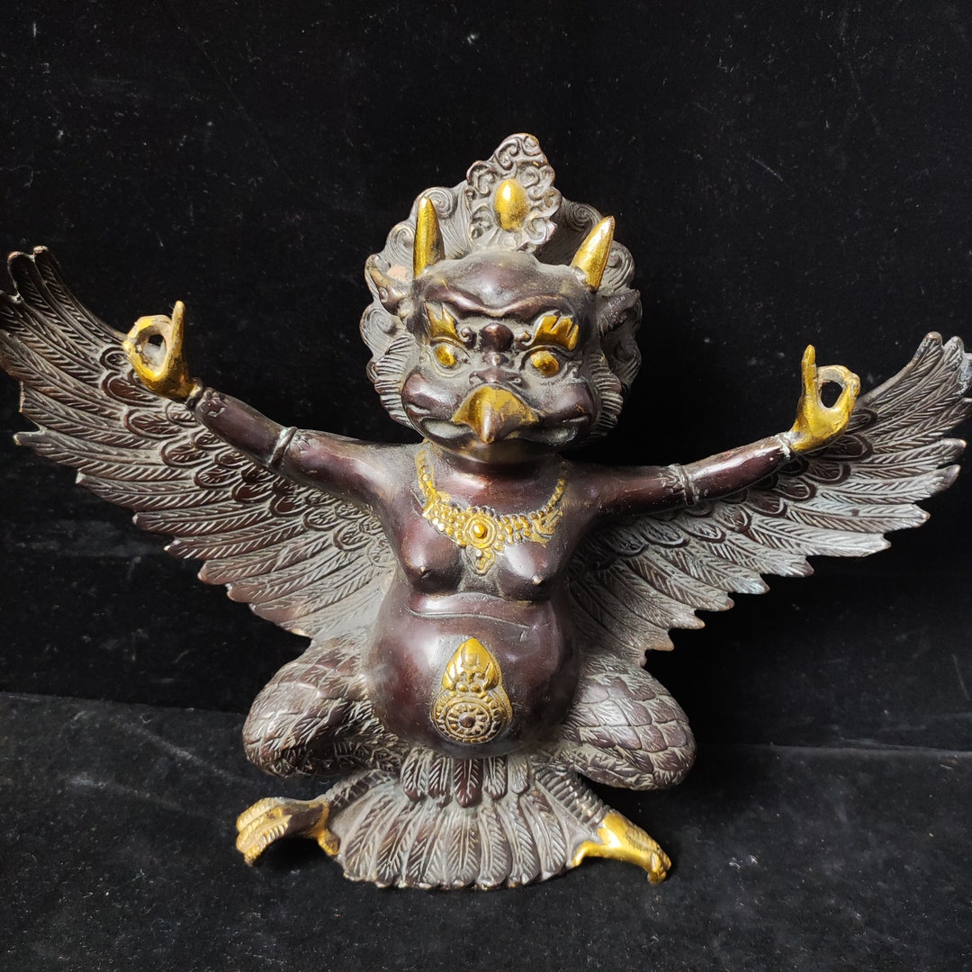Offering Buddhist Spread Wings Dapeng Bird Statue, Protection Guardian Animal Copper Sculpture ...