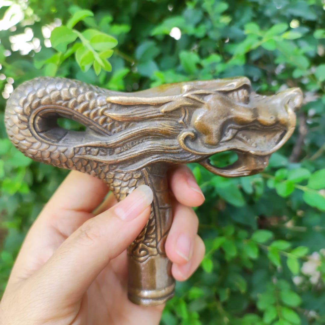 Solid Copper Dragon Head Cane Ornament Antique Brass Dragonhandle ...