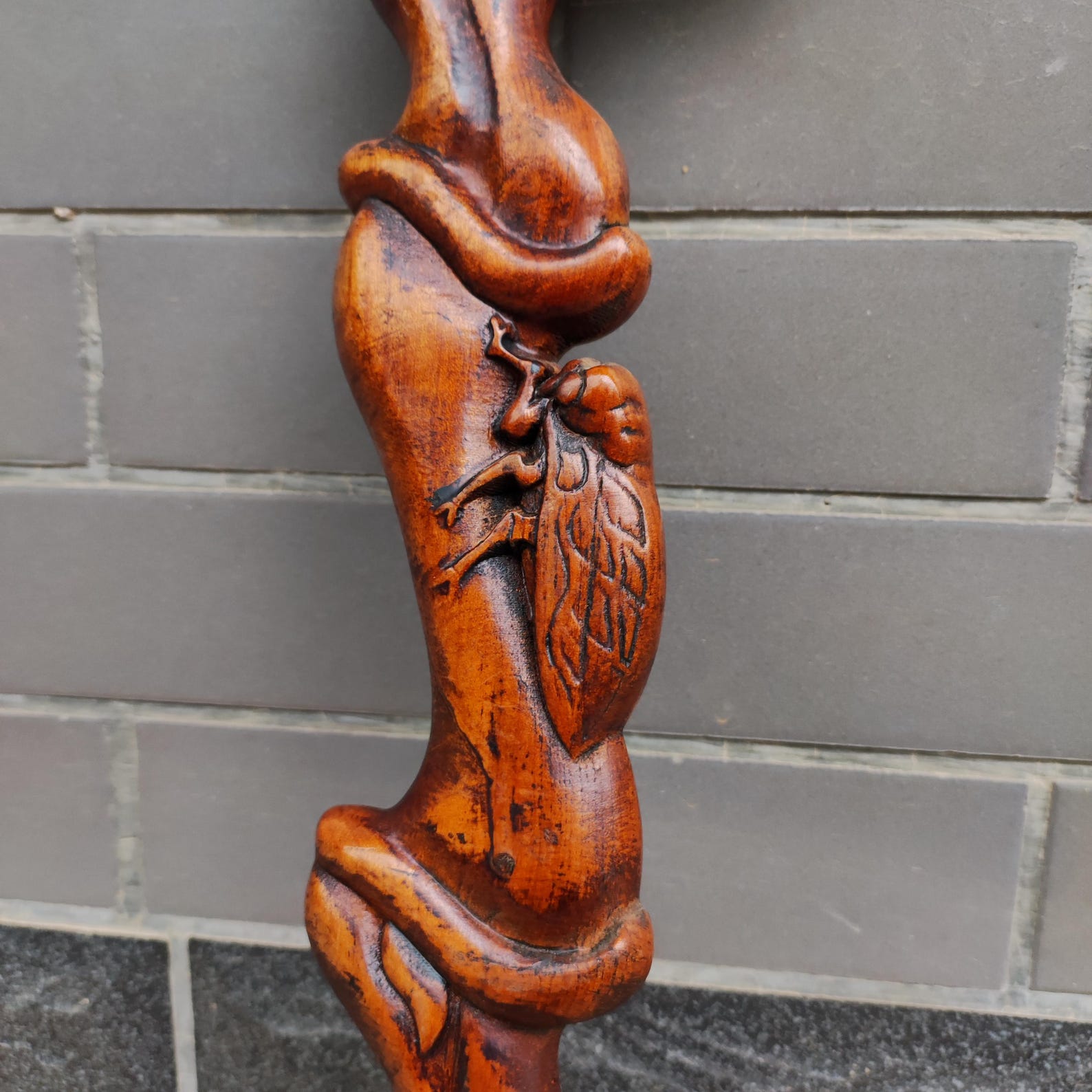 Solid Wood Rare Fine Cane Walking Stick Hand Carved Exquisite Animal ...