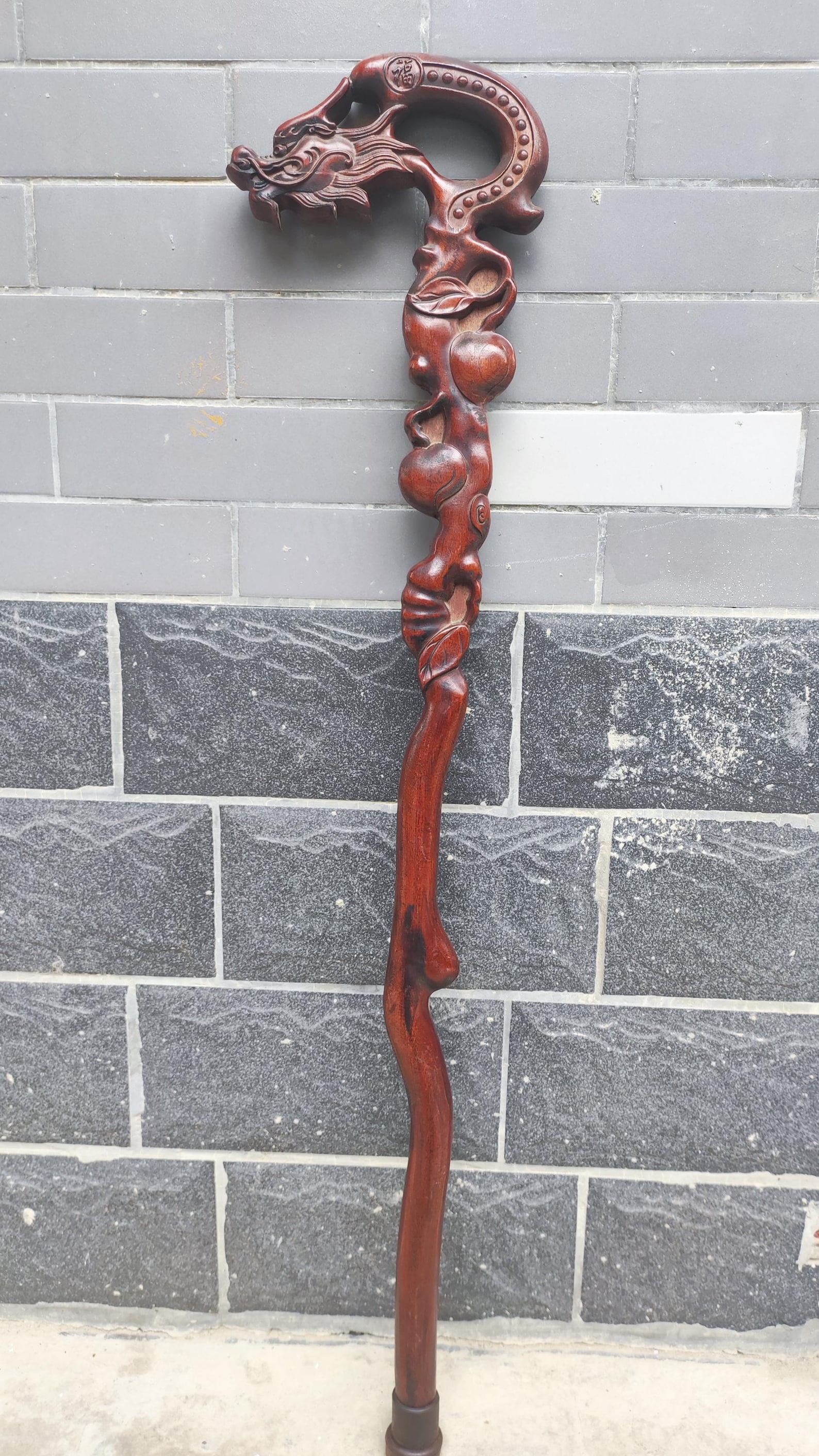 Solid Wood Vintage Dragon Cane Walking Stick Hand Carved Fine Dragon ...