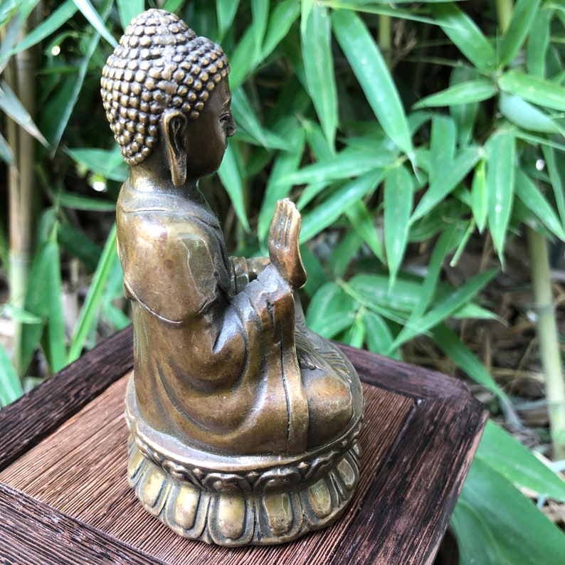 VTG Retro Nepal Brass Feng Shui Amitabha Portable Pocket Buddha Wealth ...