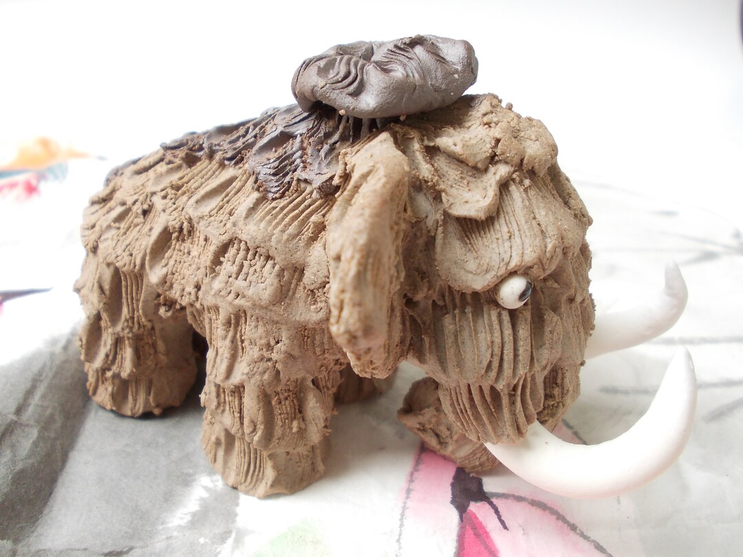 Clay Mammoth Figurine Elephant Tooth Souvenir Hand Painted Tea Pet ...