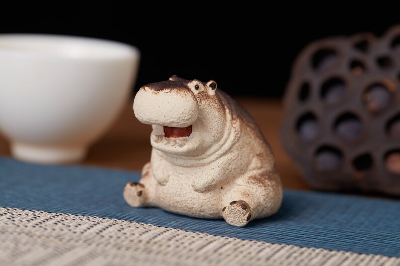 Lovely Miniature Hippo Figurine Porcelai Purple Clay - Etsy