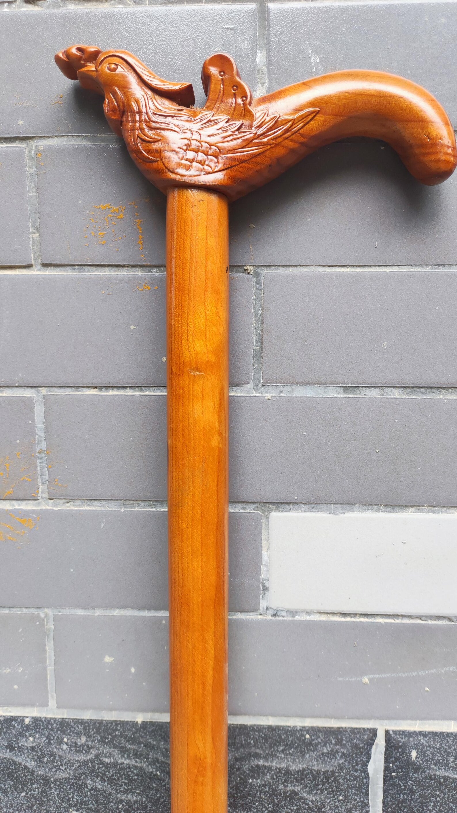 Solid Wood Vintage Bird Cane Walking Stick Hand Carved Bird Crutch Cane ...