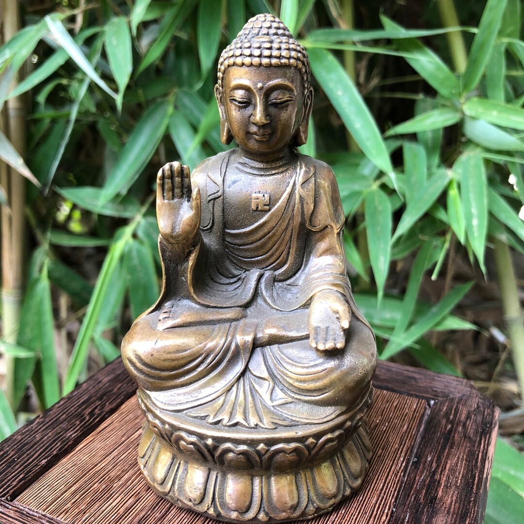 VTG Retro Nepal Brass Feng Shui Amitabha Portable Pocket Buddha Wealth ...