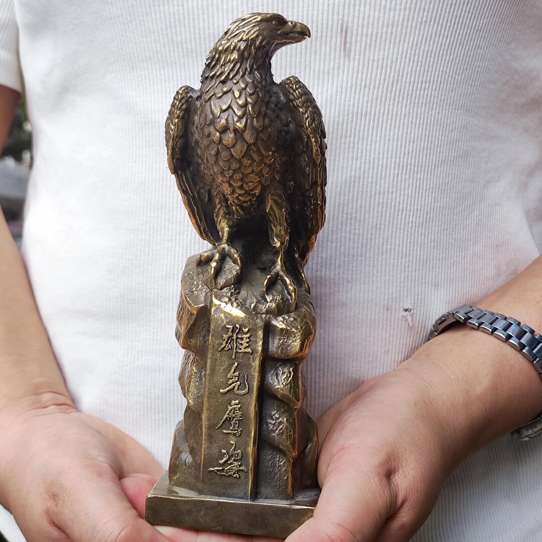 Red Copper Eagle Statue, Copper Hawk Bald Bust Sculpture Figurine ...