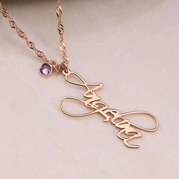 Gold Plated Vertical Name Necklace - Etsy