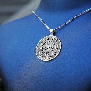 Aztec Calendar Necklace Silver Aztec Sign Necklace Personalized Gift ...