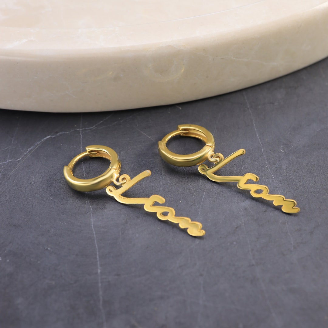 Personalized Name Earrings, Custom Nameplate Earring, Sterling Silver ...