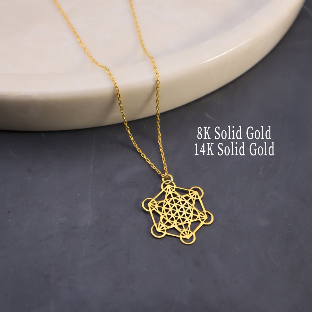 14K Solid Gold Metatron Necklace,8k Pure Gold Metatron Pendant,sacred ...