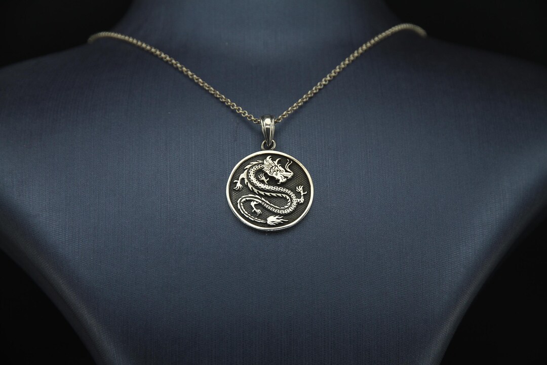 Dragon Pendant Silver Chinese Dragon Necklace Dainty Dragon Jewelry ...