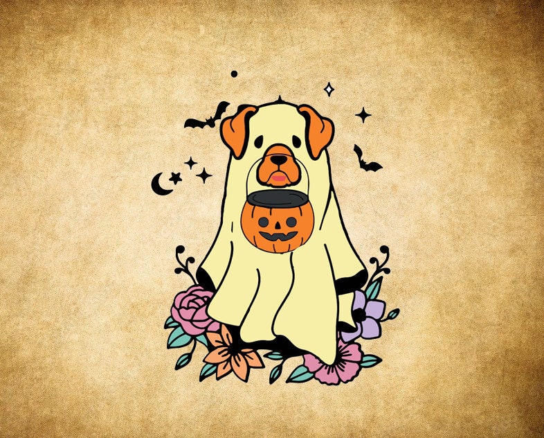 Vintage Halloween Ghost Dog Svg Cute Dog in Ghost SVG Dog - Etsy